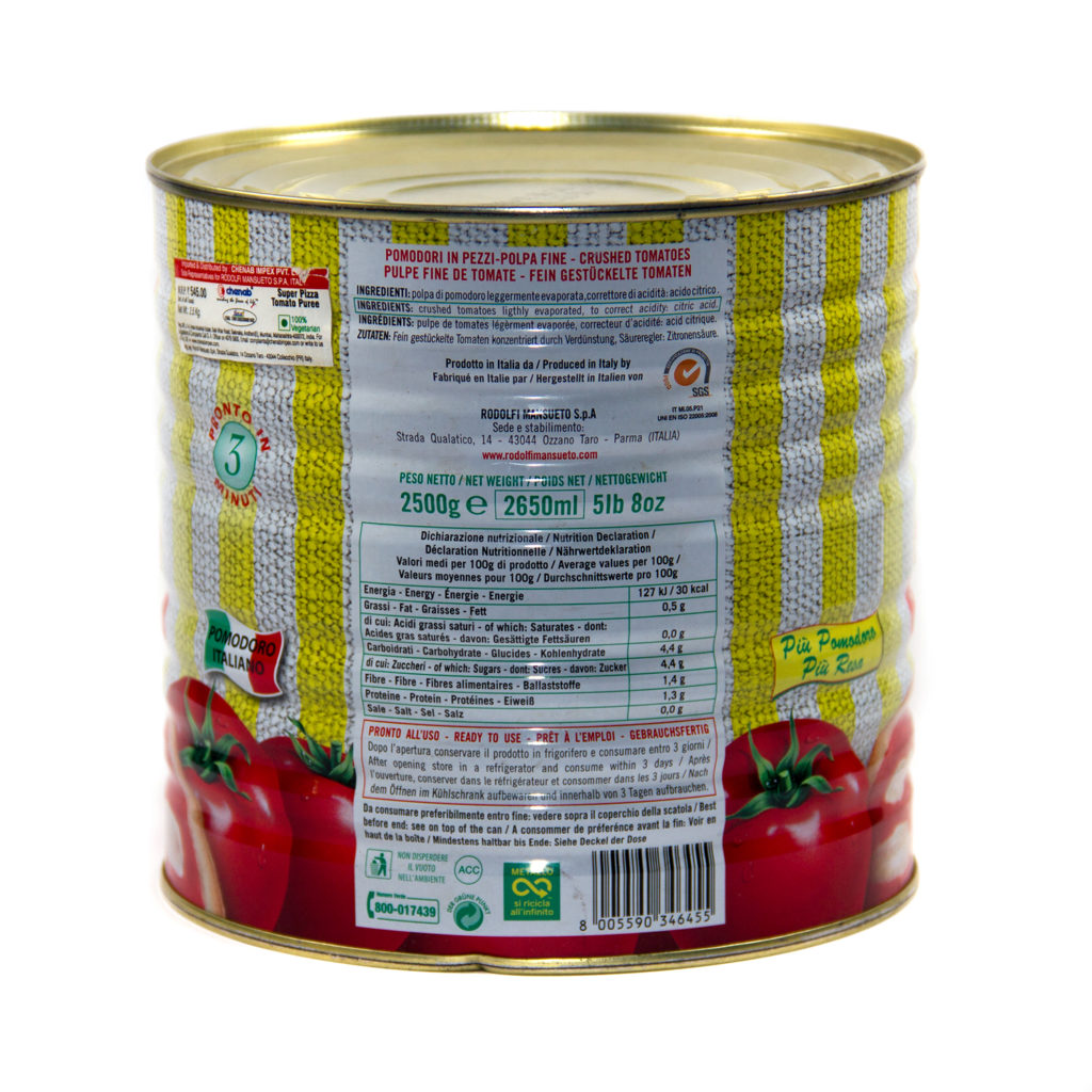 Rodolfi Mansueto Ardita Tomato Puree Super Pizza - Chenab Impex Pvt. Ltd.